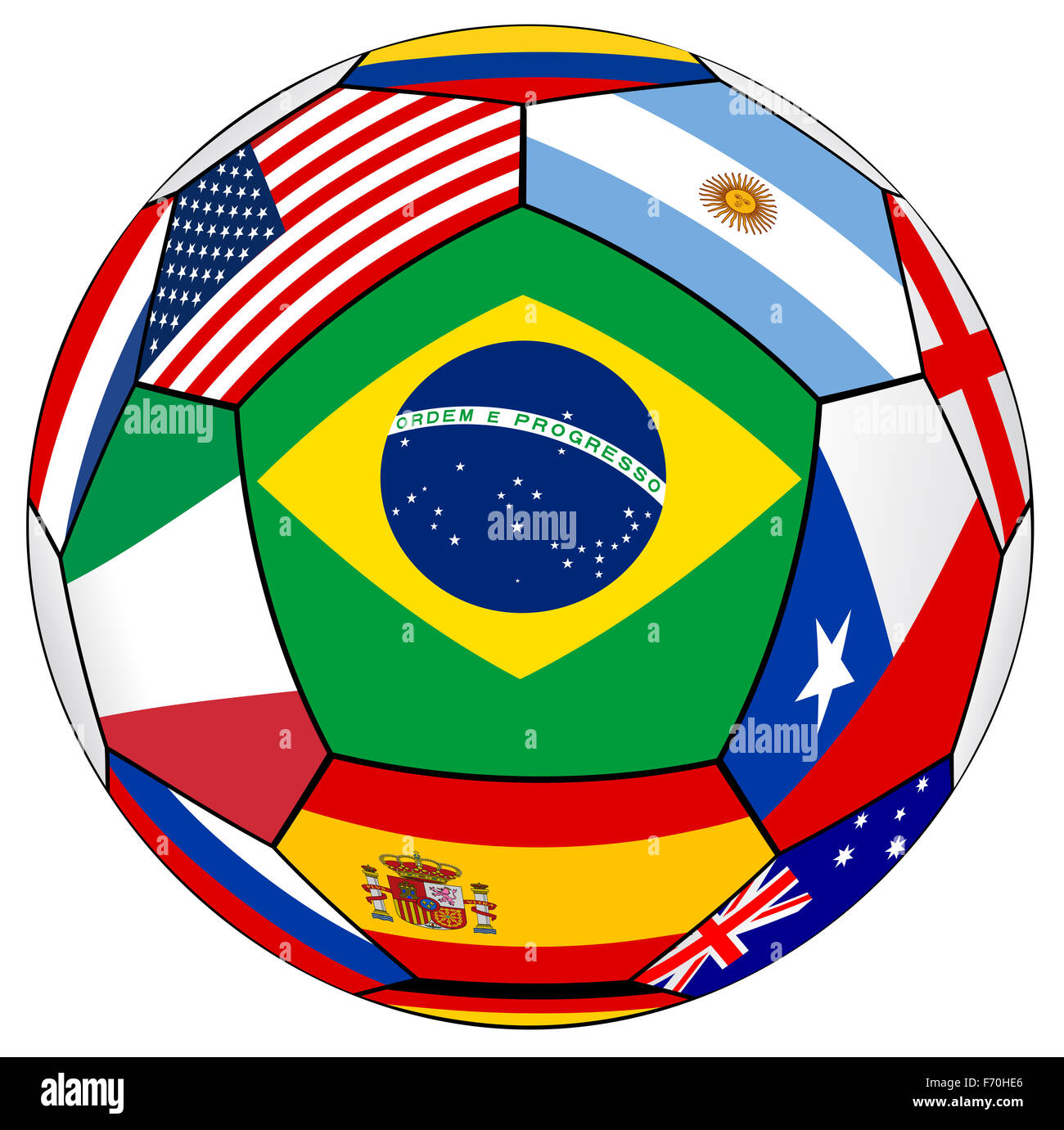 Football ball - soccer - with flags isolated on white background Stock ...