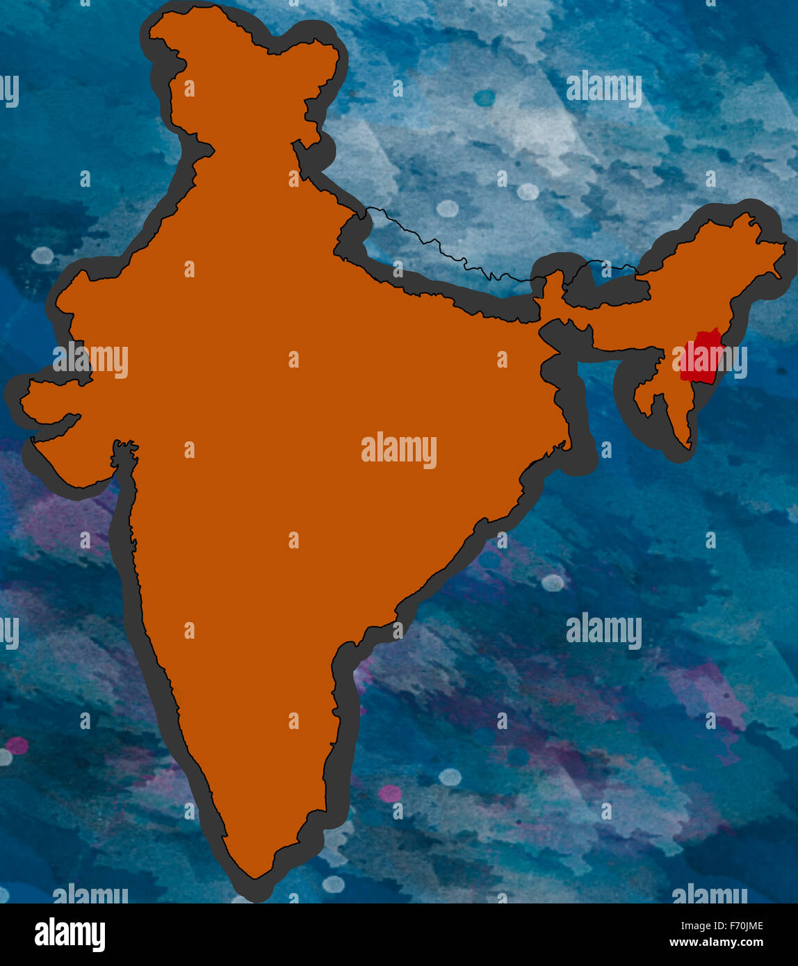 Illustration, manipur location map, india, asia Stock Photo - Alamy