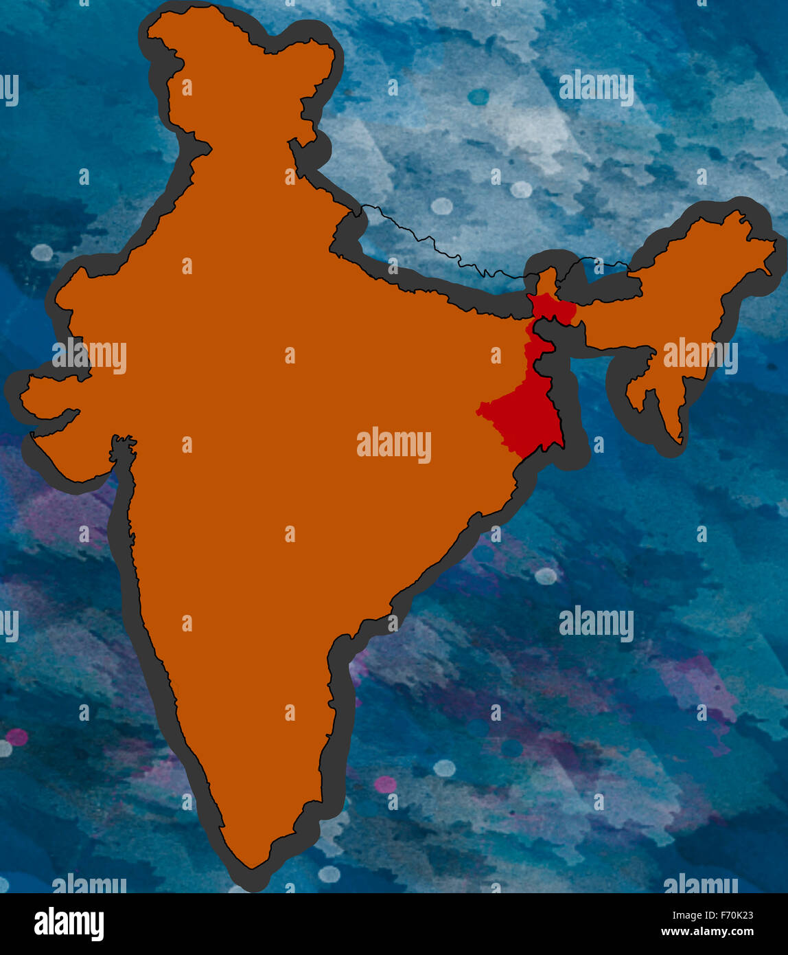 Illustration, west bengal location map, india, asia Stock Photo - Alamy
