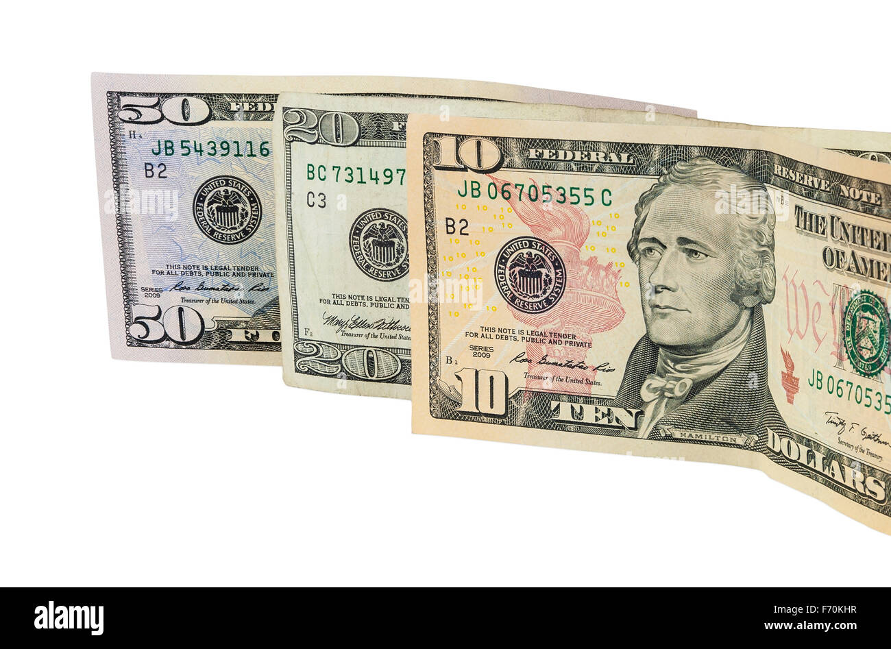 Dollar banknotes isolated on white background with clipping path Stock ...