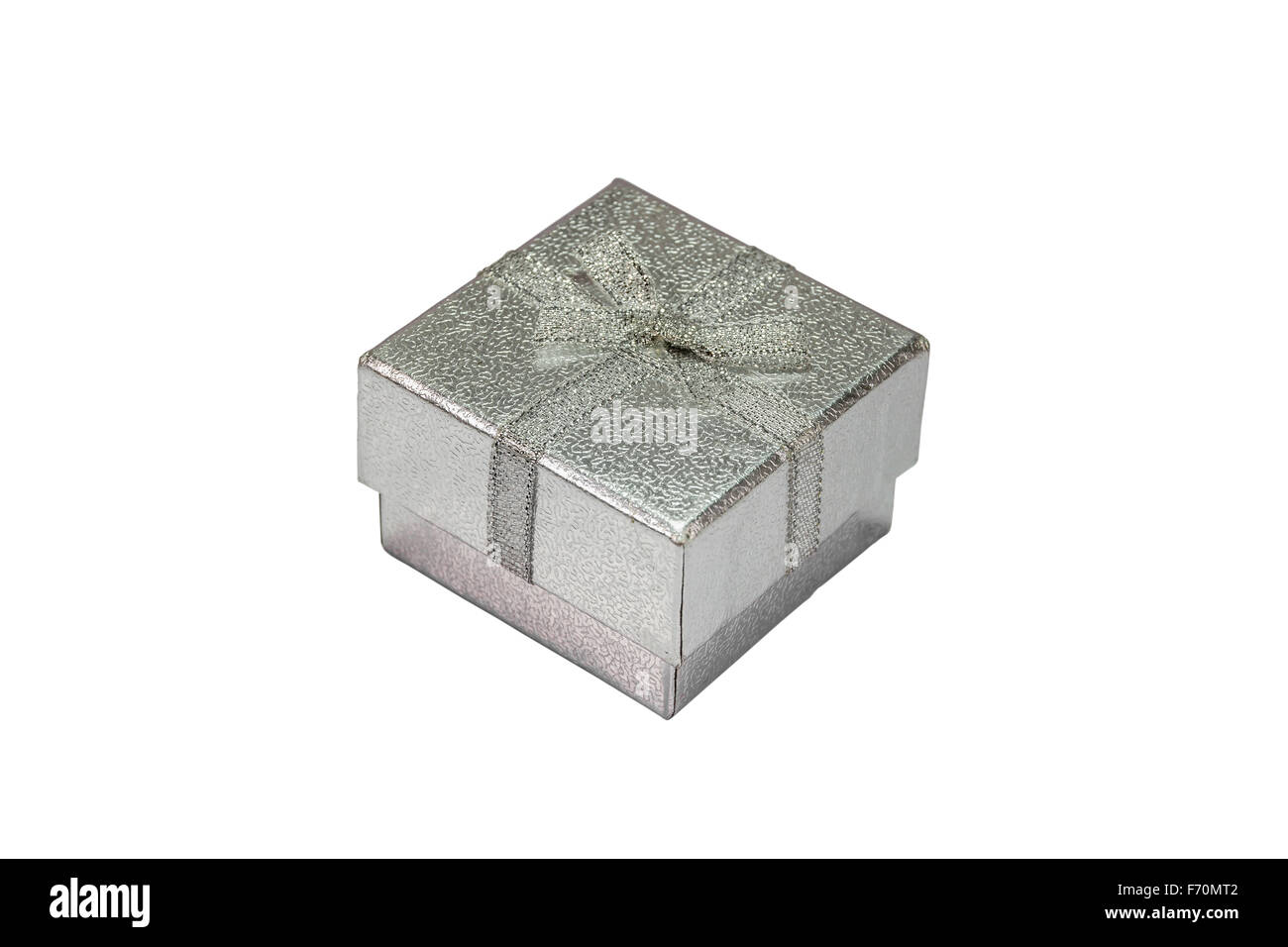 Silver gift box isolated on white background Stock Photo - Alamy