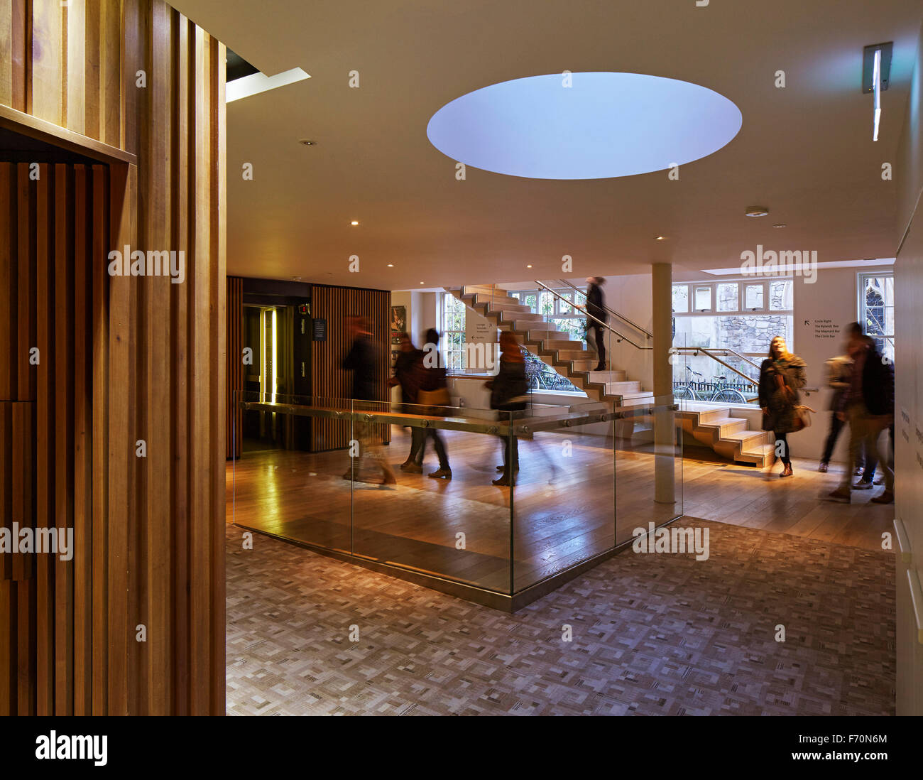 Entrance foyer with stairway and visitors. Cambridge Arts Theatre ...