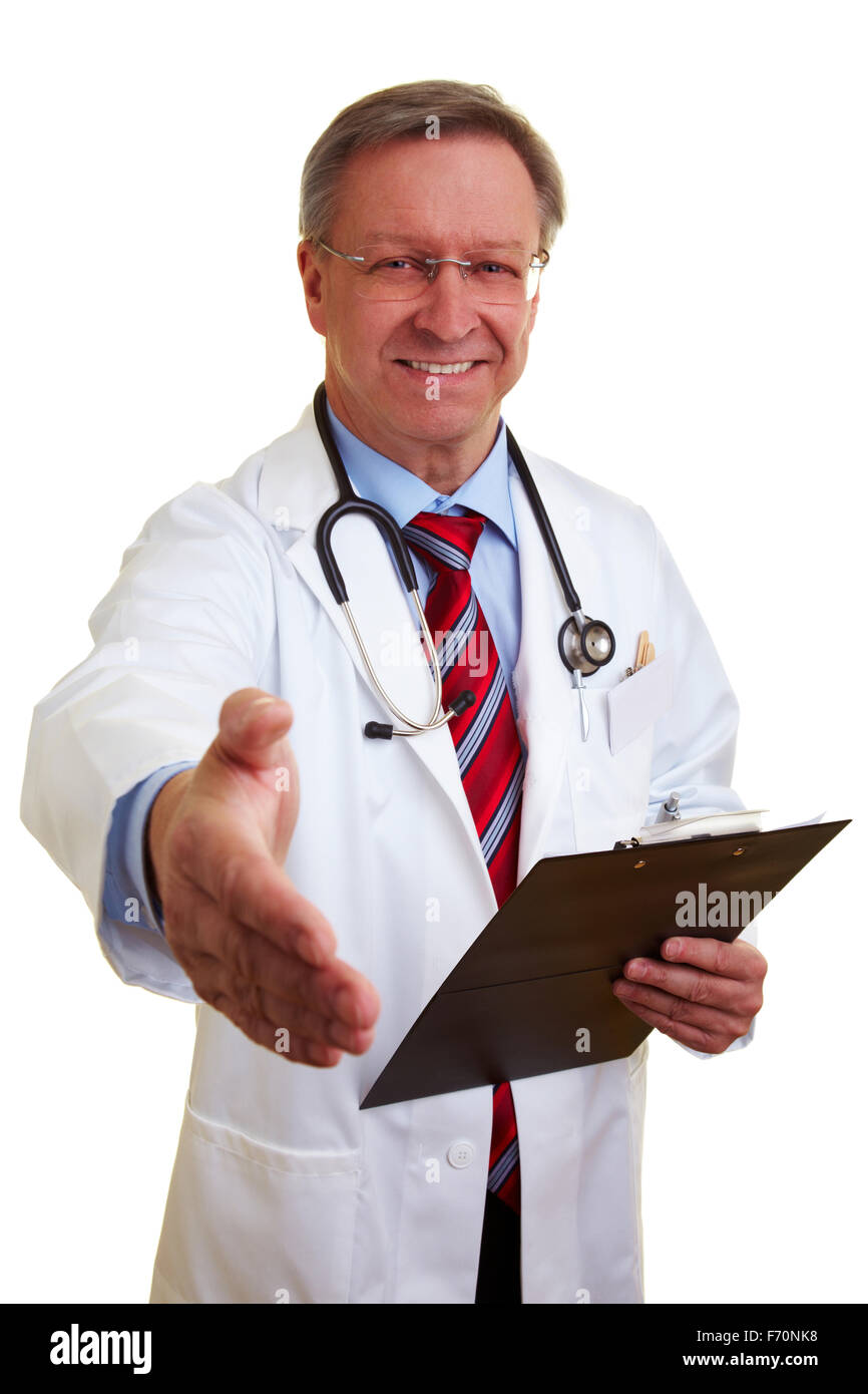 Happy senior chief doctor offering his handshake Stock Photo - Alamy