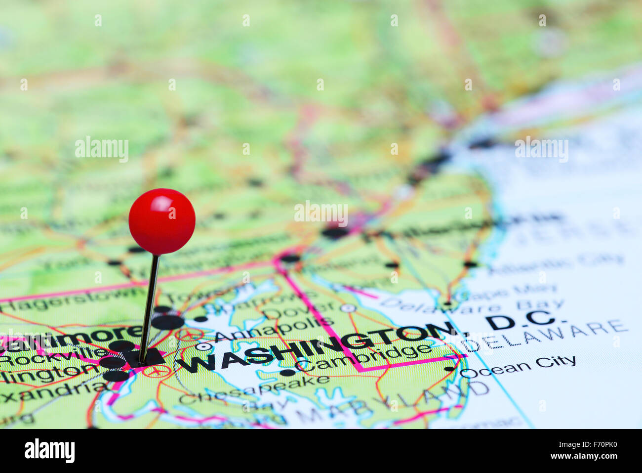 Washington pinned on a map of USA Stock Photo - Alamy