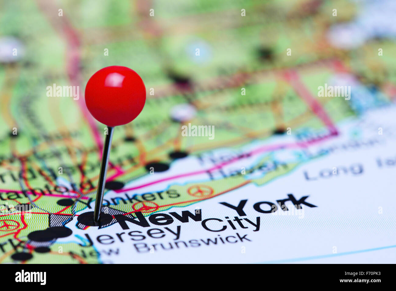 New York pinned on a map of USA Stock Photo - Alamy
