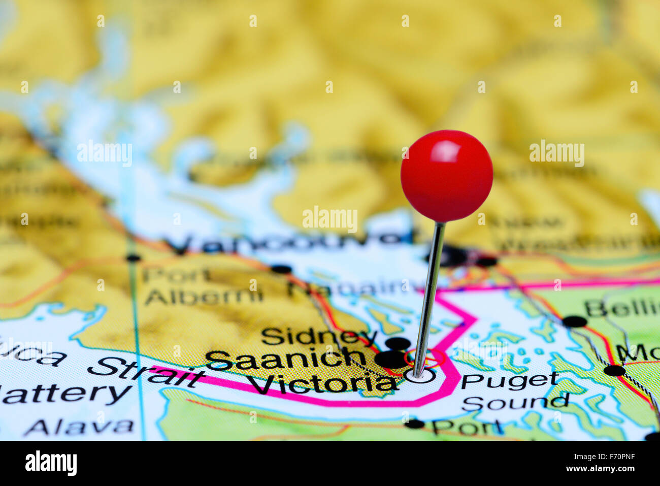 Victoria pinned on a map of Canada Stock Photo - Alamy