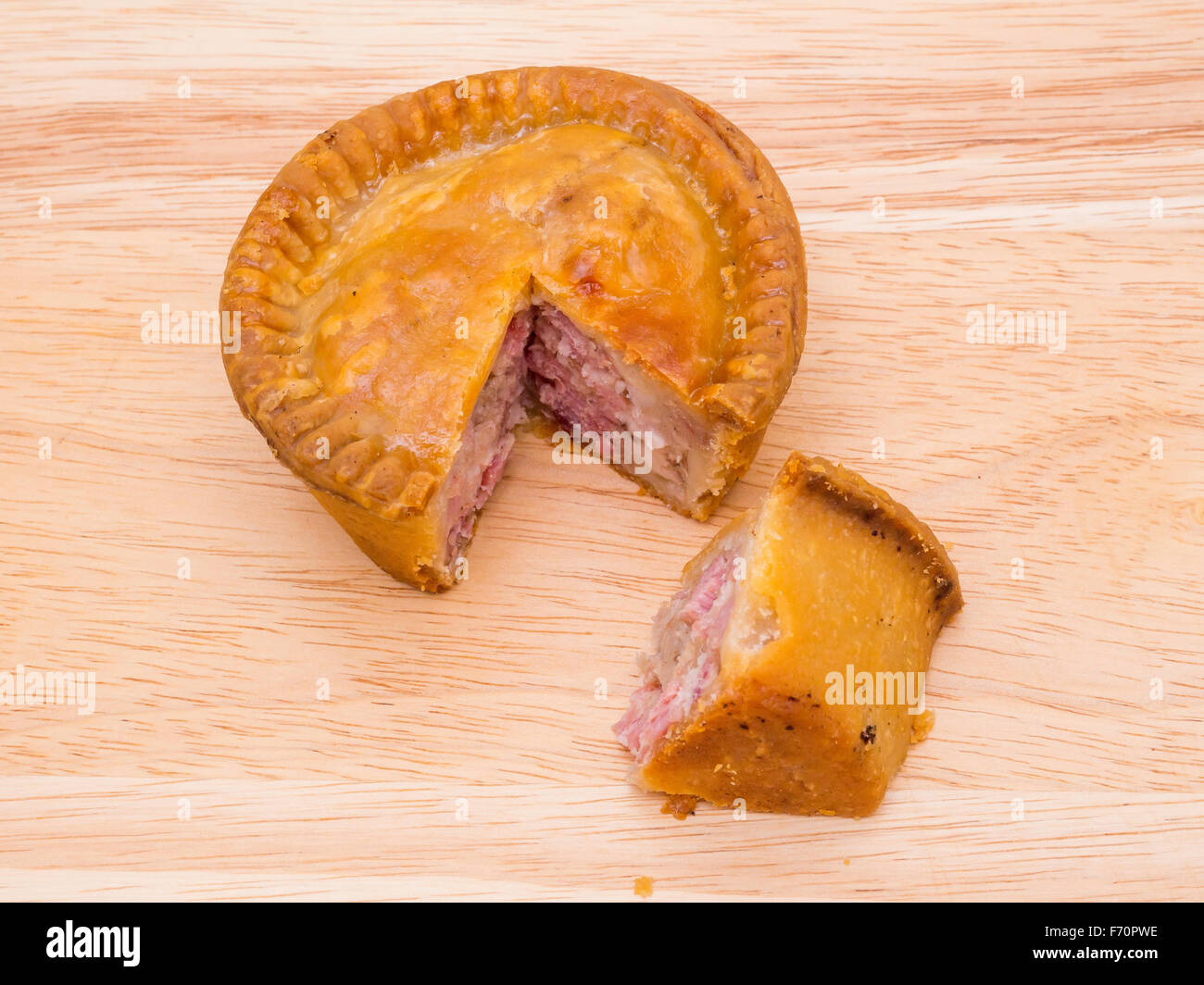 Traditional Yorkshire Pork Pie cut to show interior Stock Photo - Alamy