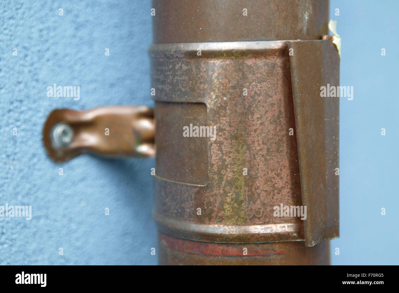 Recyclable copper down pipe on Eco House at The Wintles; Bishop's ...