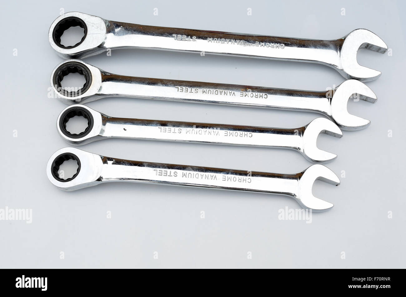 different size ratchet spanners macro photo isolated on white ...