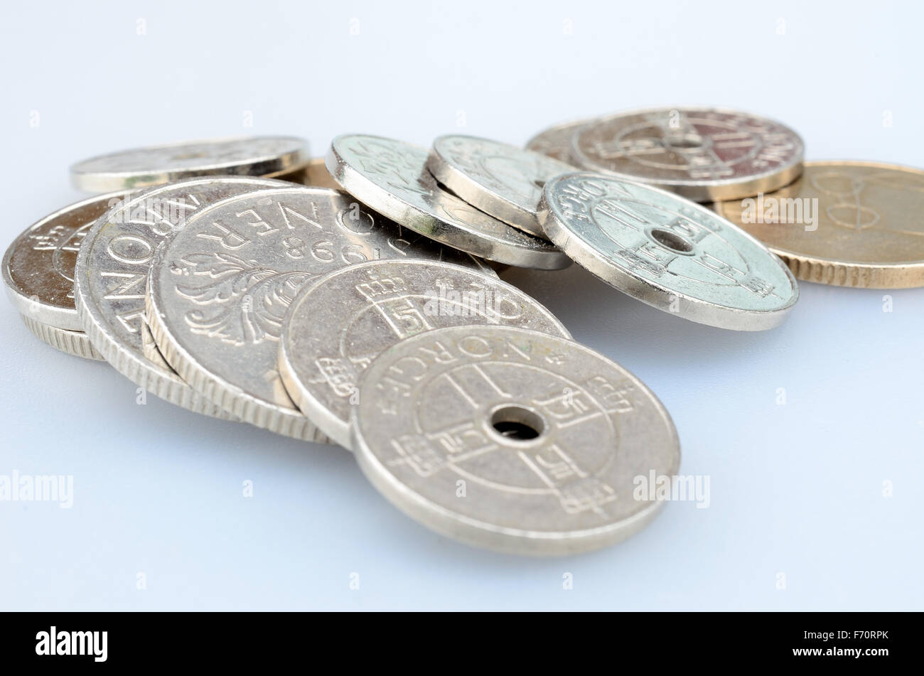 Norwegian coin currency isolated on white background macro photo Stock ...