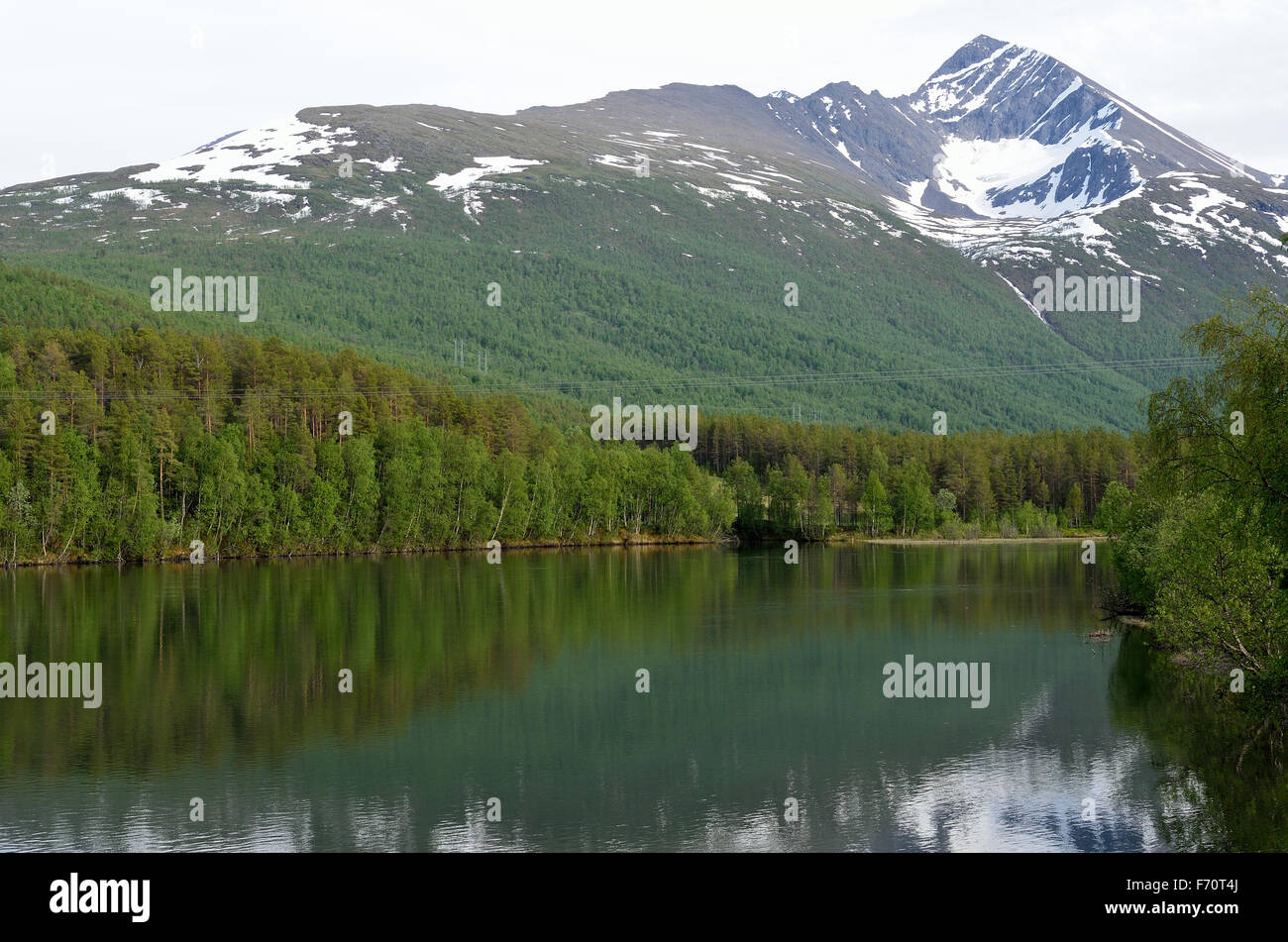 silent river and mountain landscape Stock Photo - Alamy