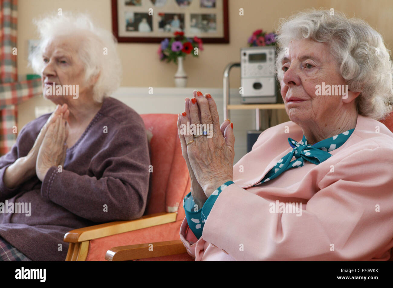 Group of elderly women taking part in a Music and Movement therapy ...