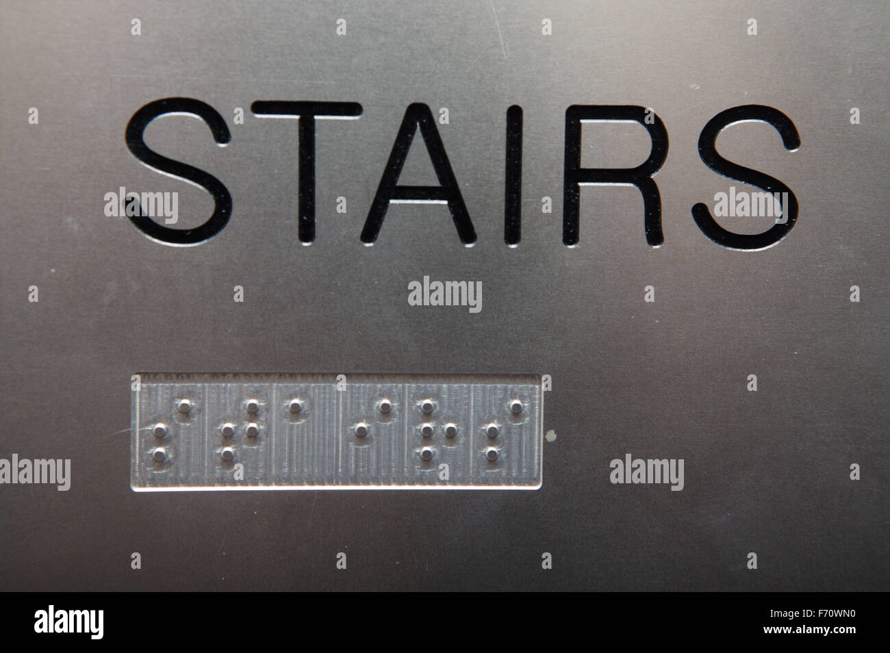 Stairs sign; also shown in Braille signage Stock Photo - Alamy