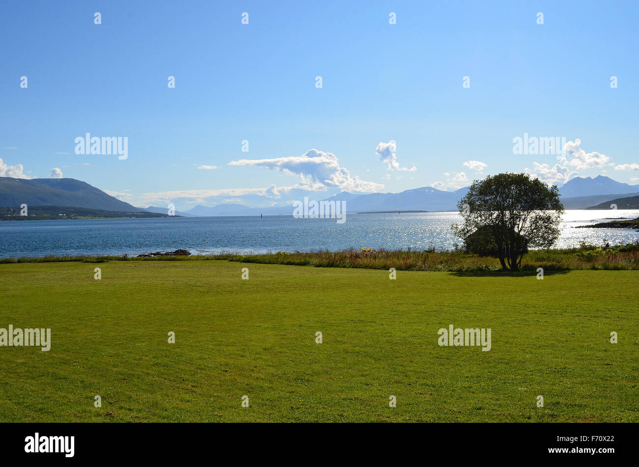 autumn field and ocean landscape Stock Photo - Alamy