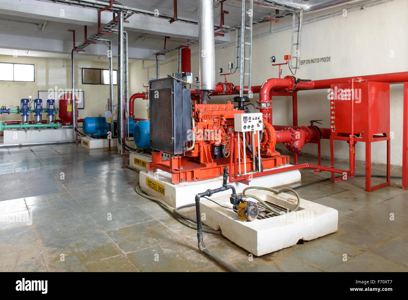 Fire hydrant diesel engine room, engine pump control, India, Asia Stock ...