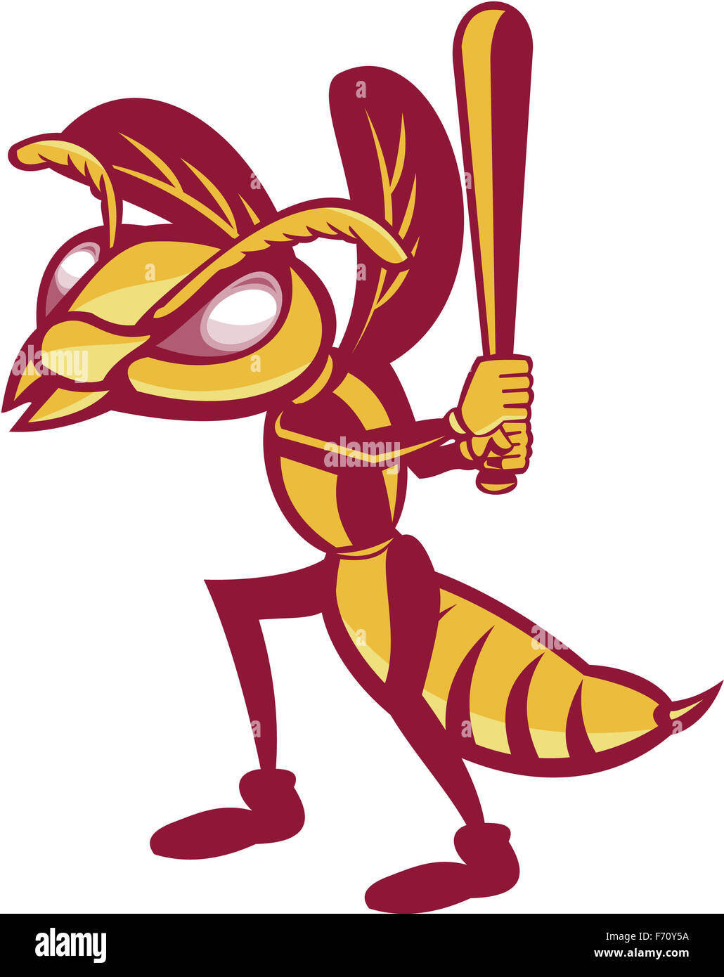 Illustration of a hornet wasp vespa crabro baseball player batting set ...