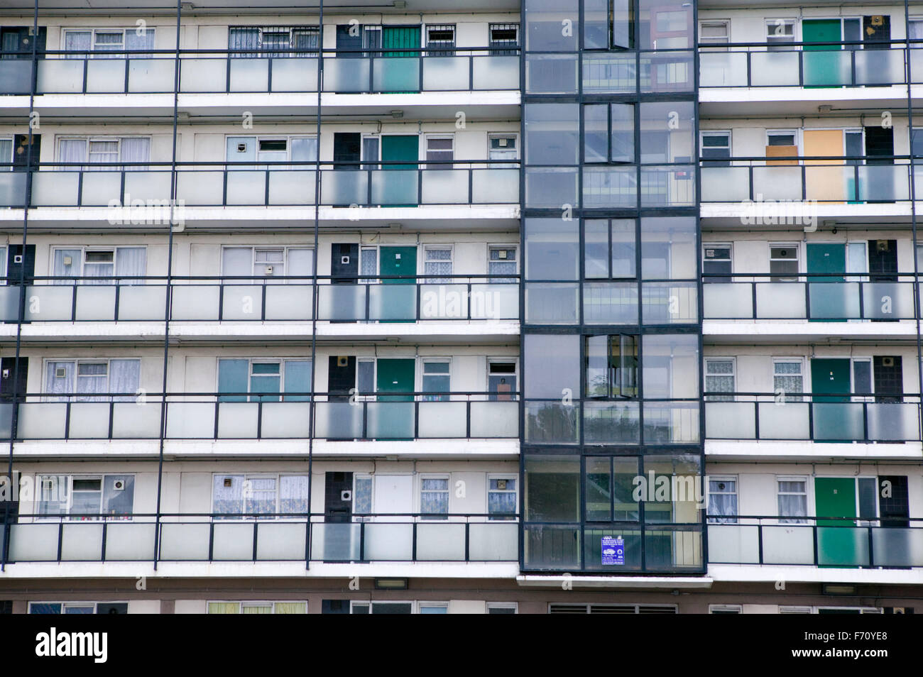 Block of deck access flats on a council estate; now considered Stock ...