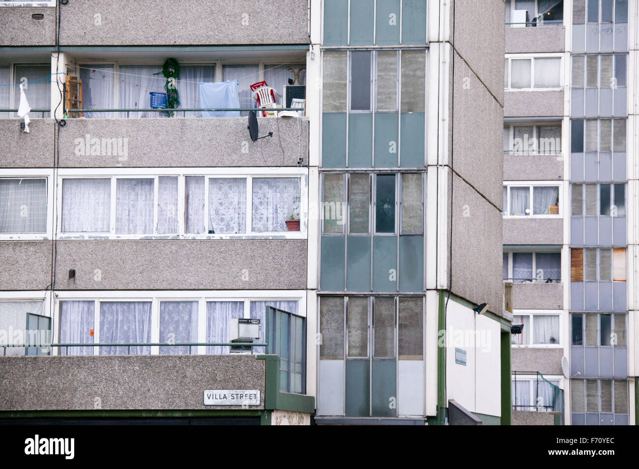 Block of high rise flats on a council estate, UK Stock Photo - Alamy