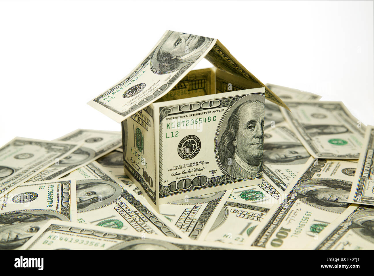 US dollar banknotes on display in the shape of a house on the expansion ...