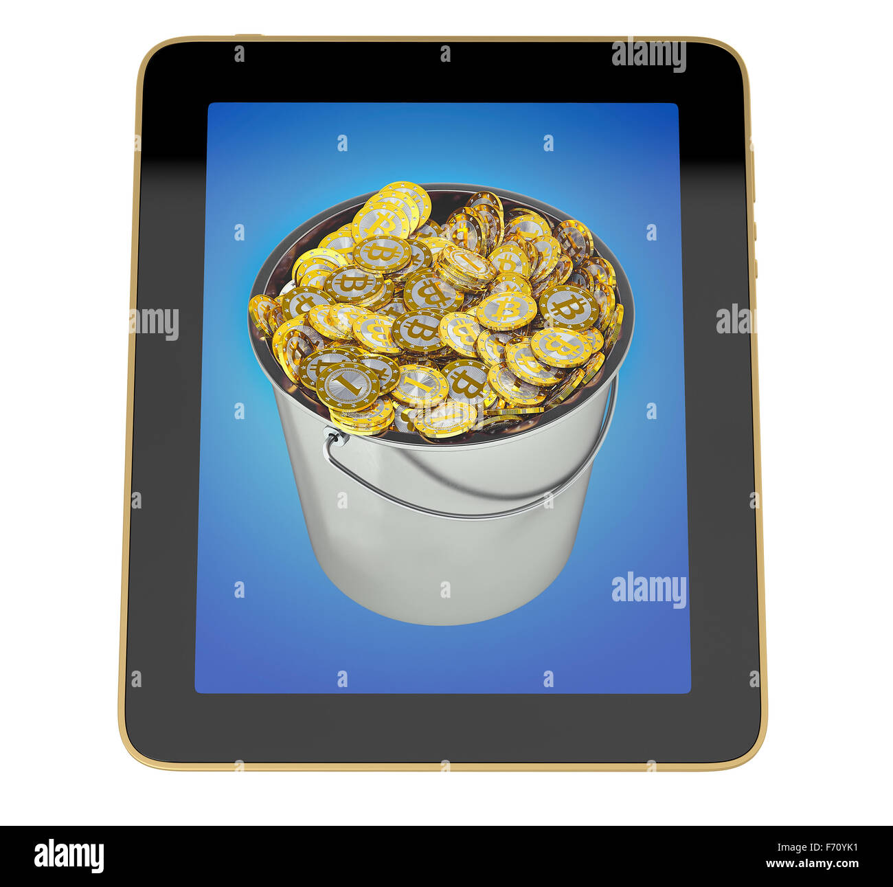 Tablet - Bitcoins in a Bucket Stock Photo - Alamy