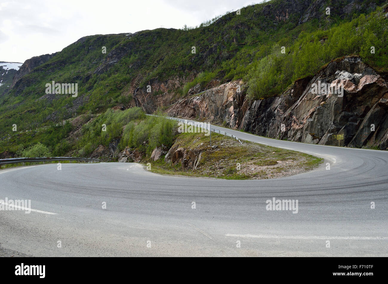 twisted mountain tarmac road on the mountain of kaperdalen on the ...
