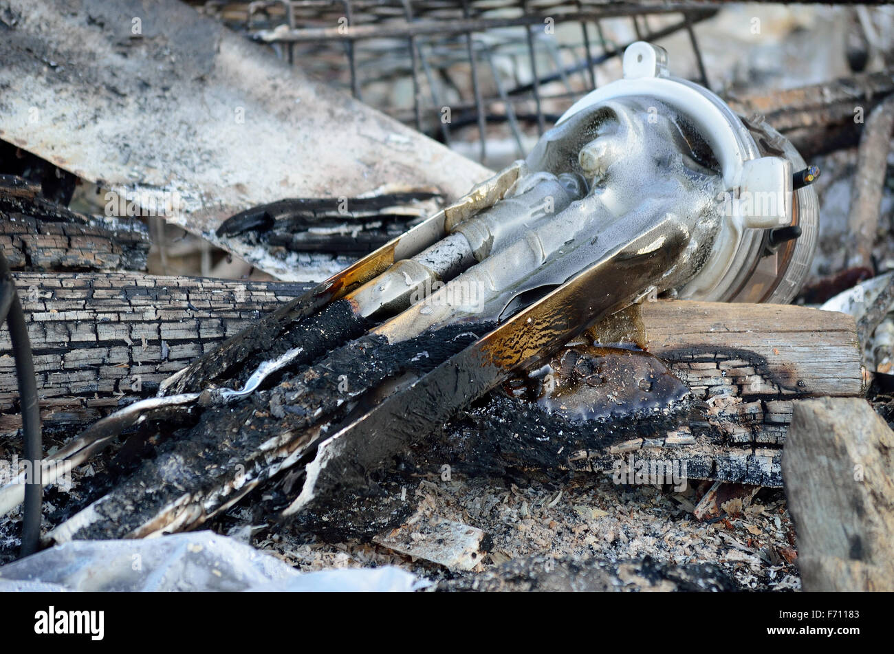 burnt plastic and glass on fire Stock Photo - Alamy