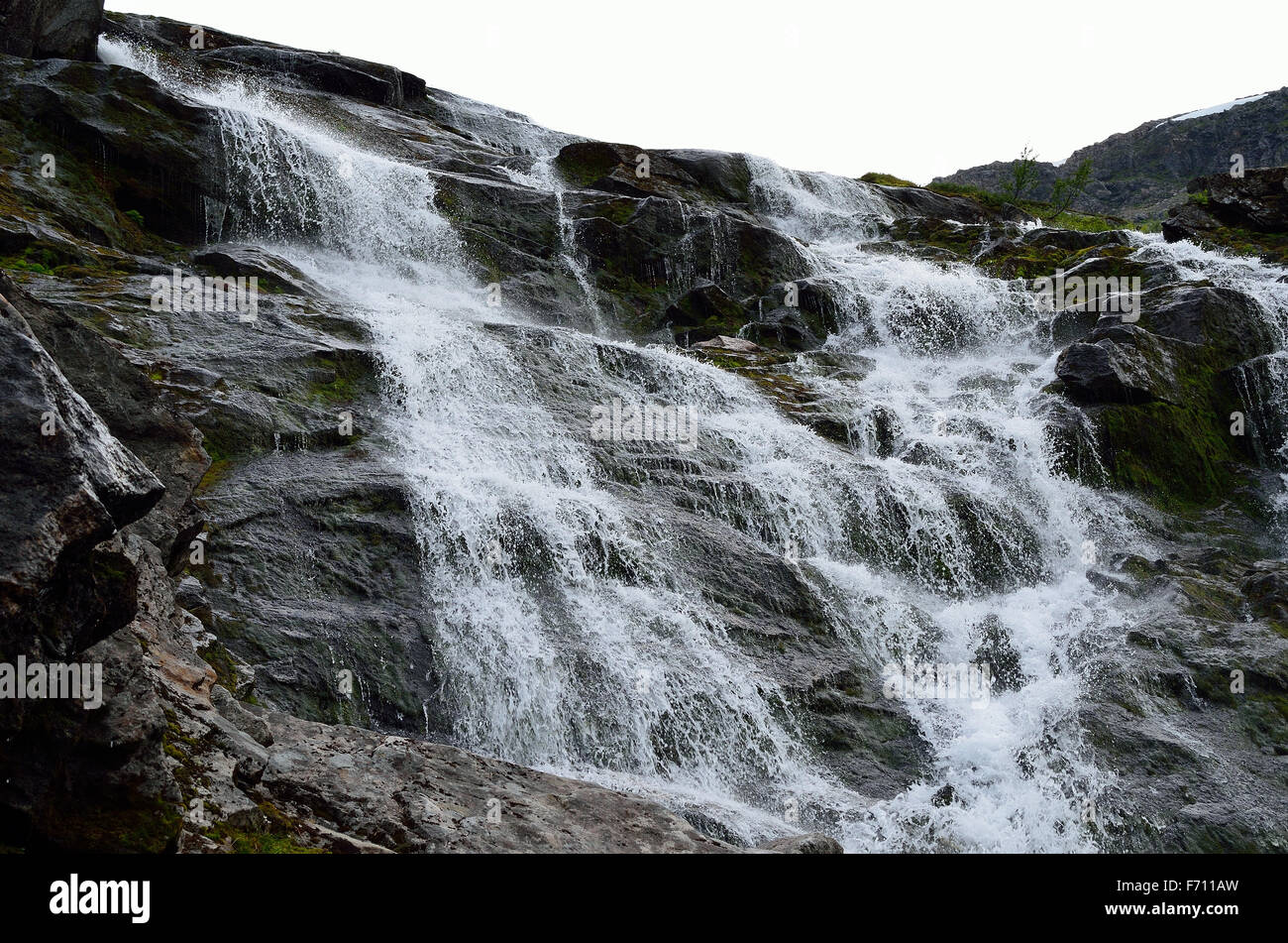 clean fresh water stream running down mountain side in summer landscape ...