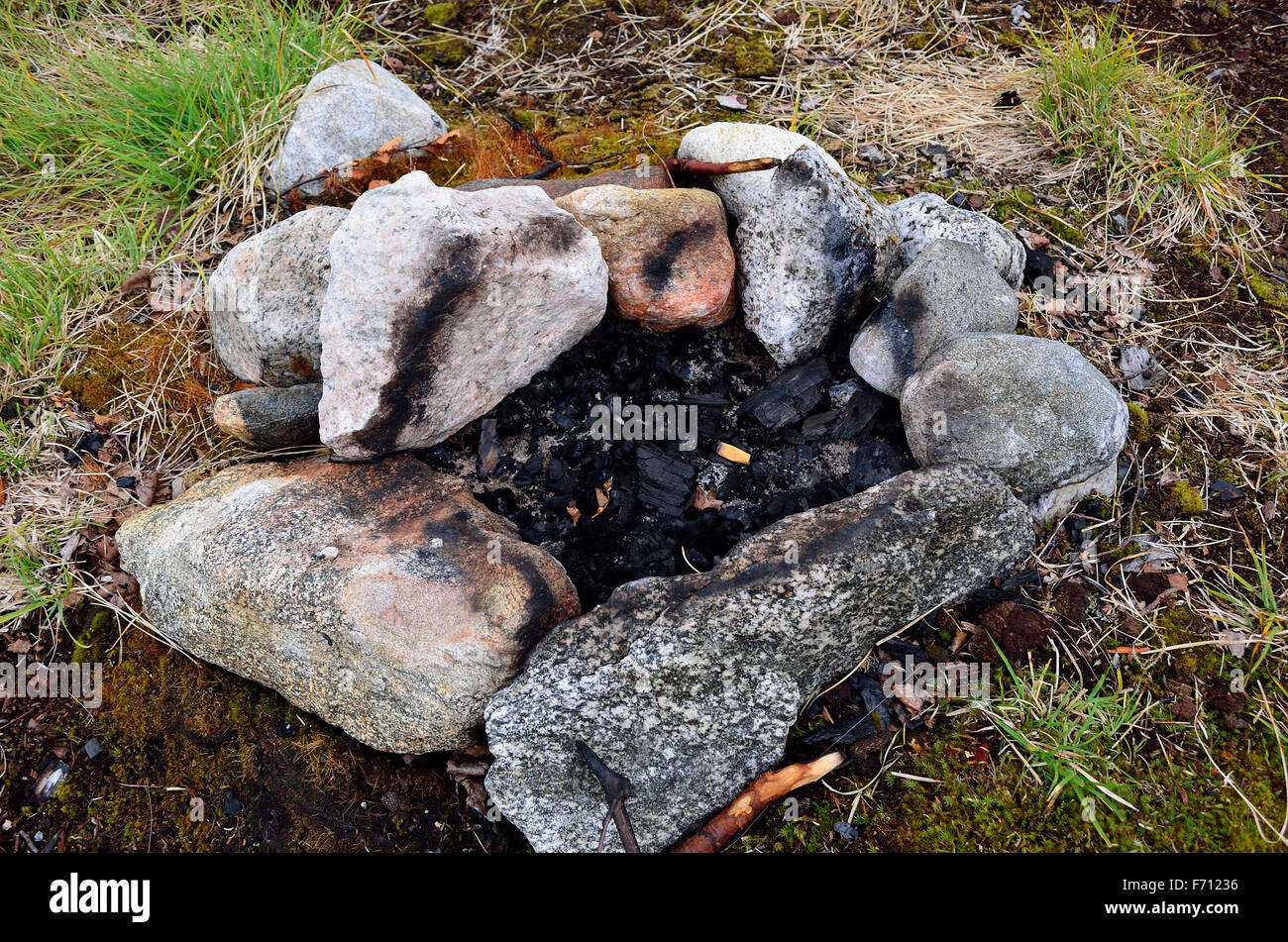 stone camp fire formation on summer mountain Stock Photo - Alamy