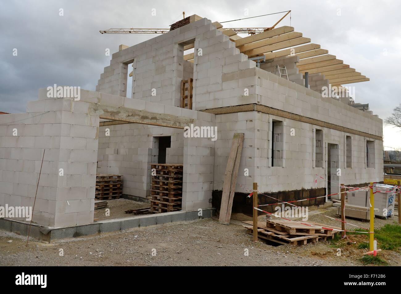 Construction area for a private house, Germany, near the city of Seesen ...