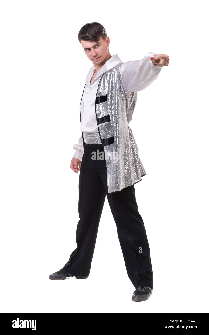 Young and stylish modern ballet dancer, isolated on white. Full body ...
