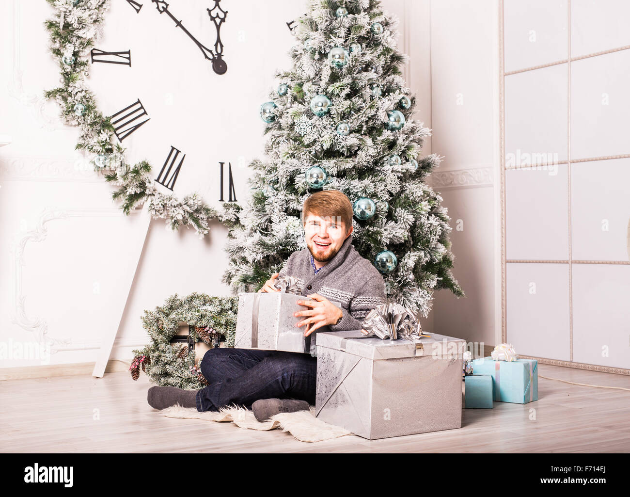 happy man with gifts Stock Photo - Alamy