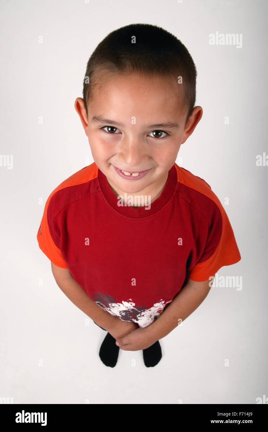 Wide angle portrait of young boy Stock Photo - Alamy