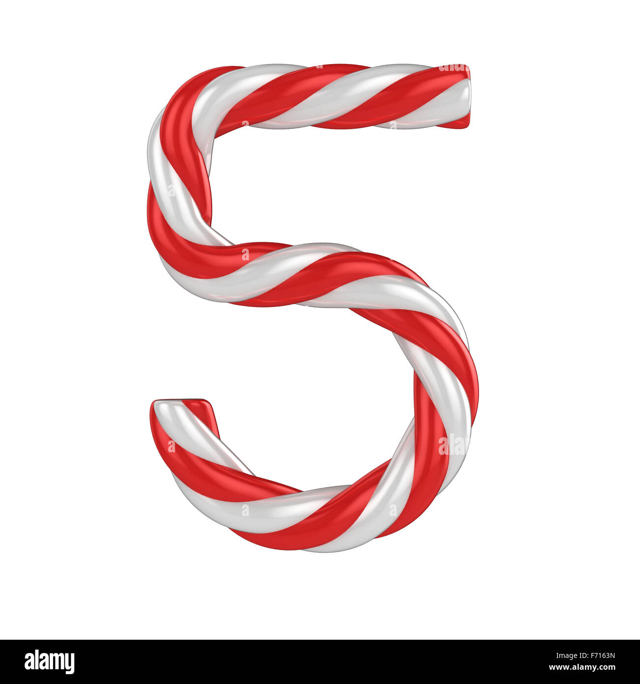 christmas candy cane 3d font - number 5 Stock Photo - Alamy
