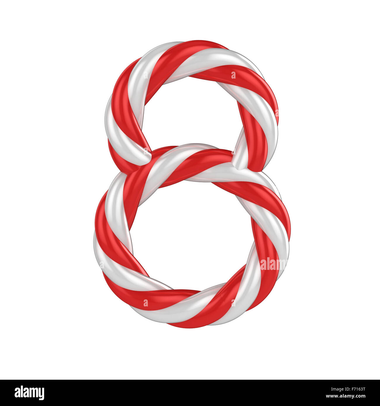 christmas candy cane 3d font - number 8 Stock Photo - Alamy