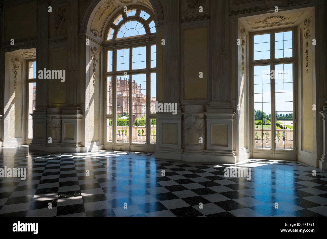 Italy, Venaria, Royal Palace, windows of the Great Gallery Stock Photo ...