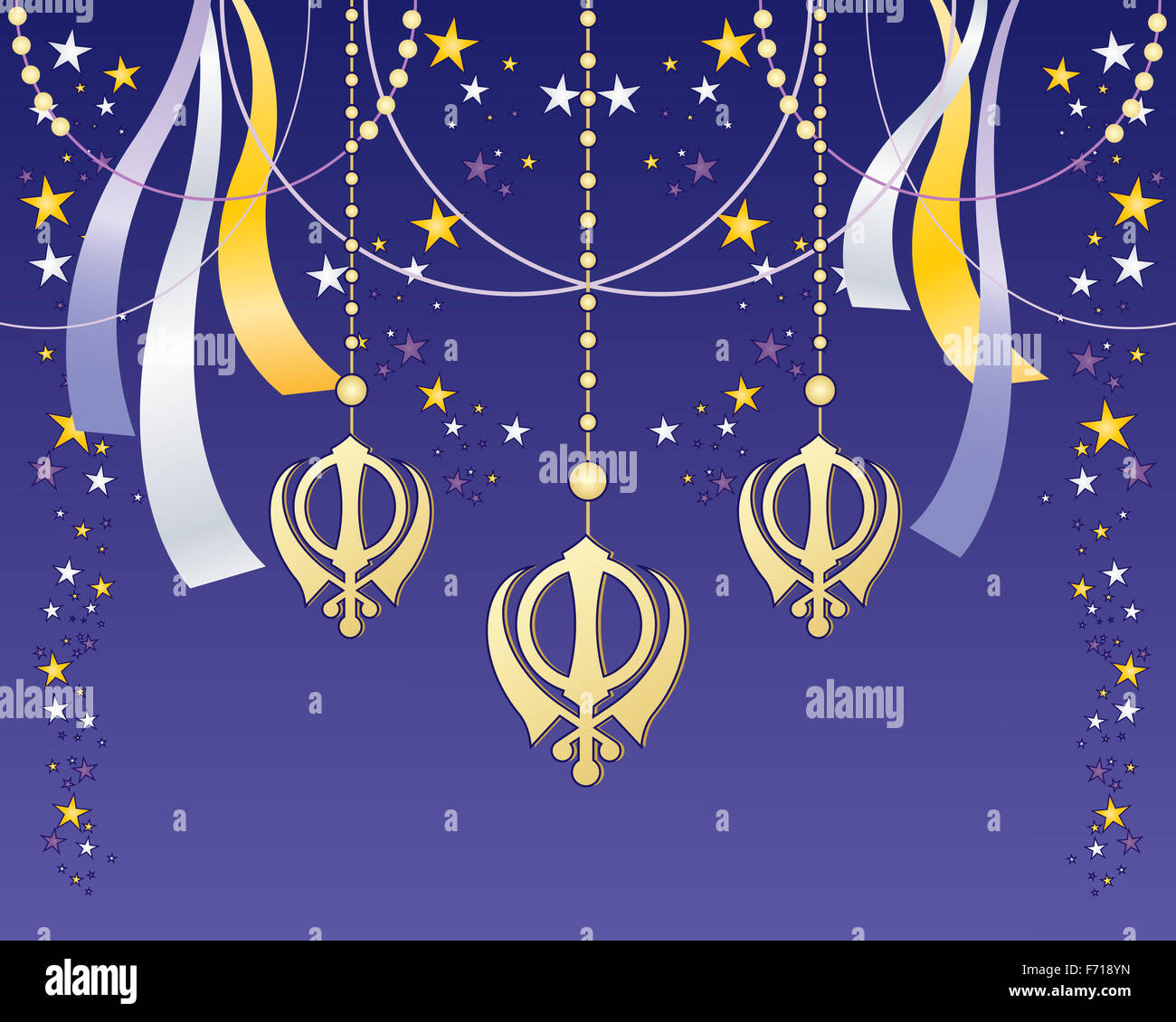 an illustration of a Sikh celebration greeting card with golden holy ...