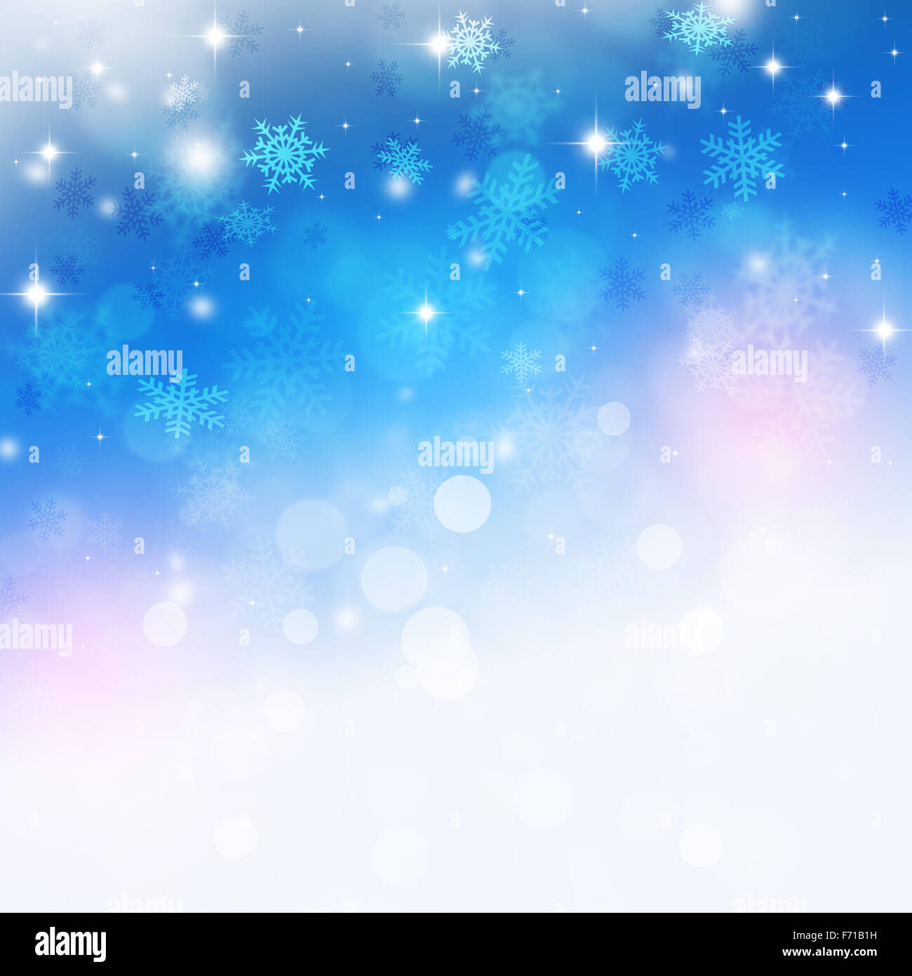 abstract holiday background with snow stars and bright lights Stock ...