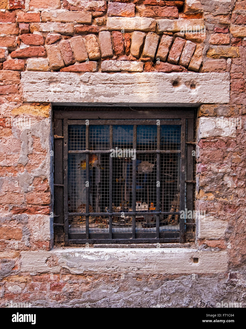 Venice Italy House exterior building detail. Window with burglar bars ...