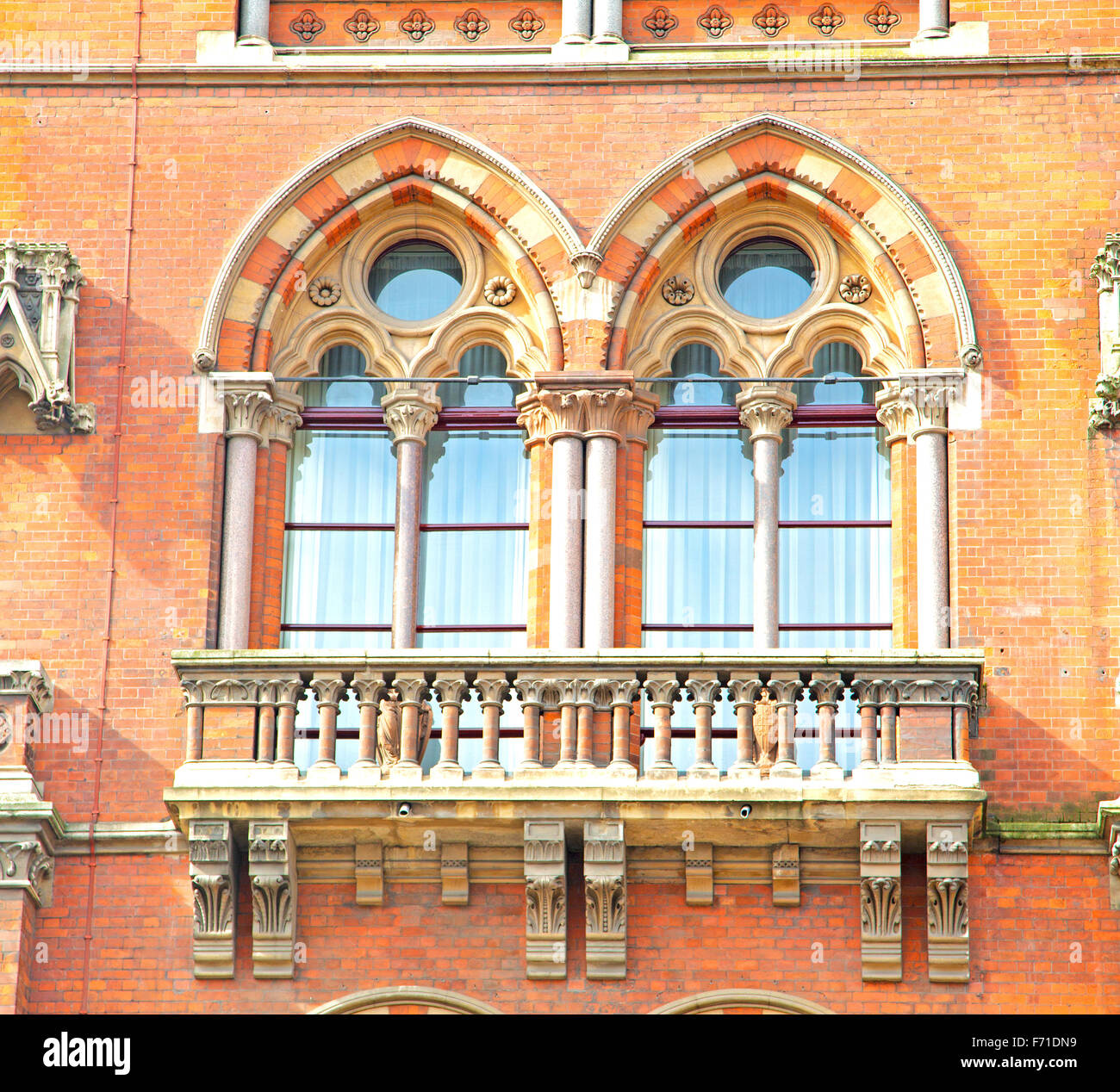 old architecture in london england windows and brick exterior wall ...