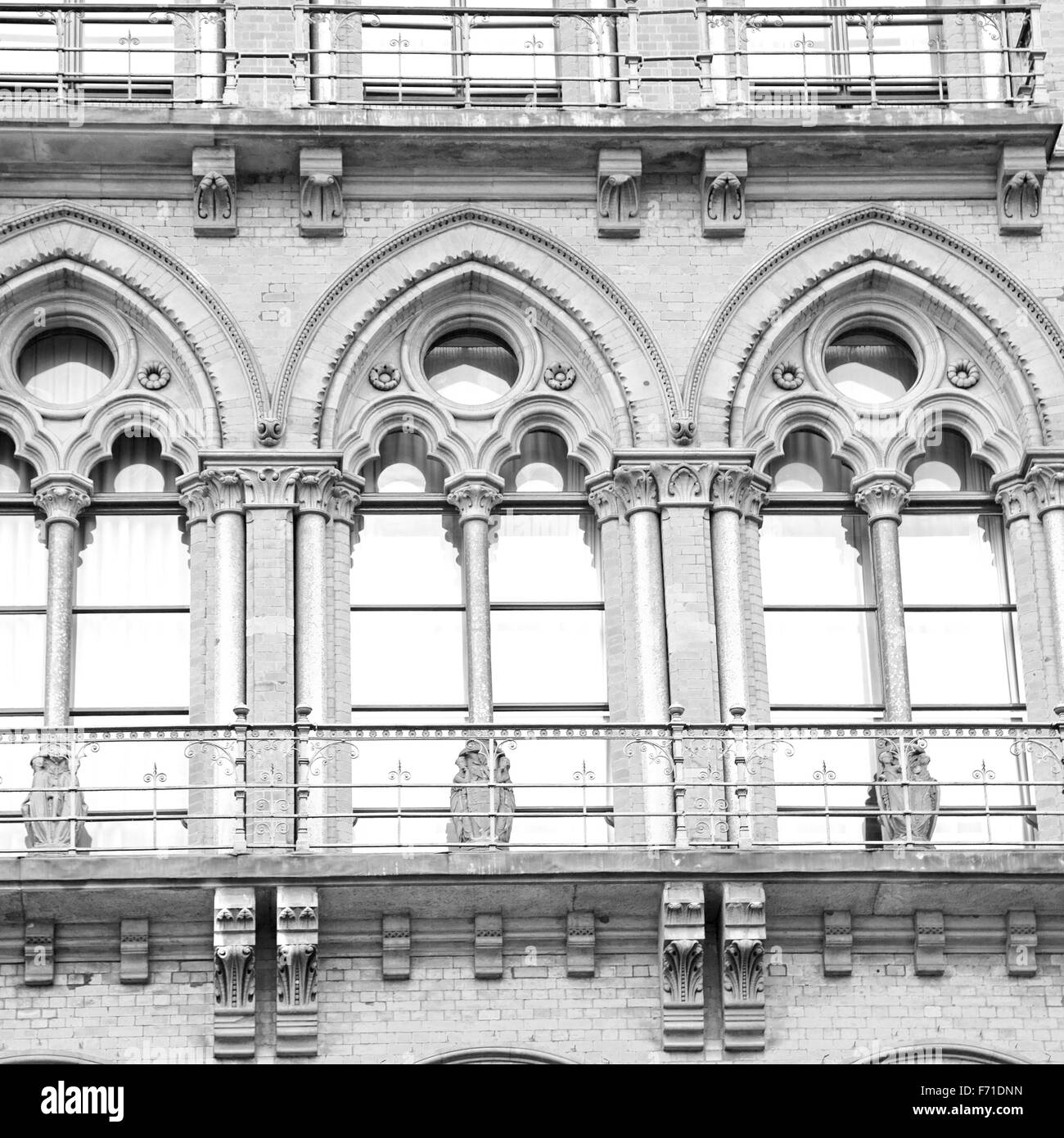 old architecture in london england windows and brick exterior wall ...