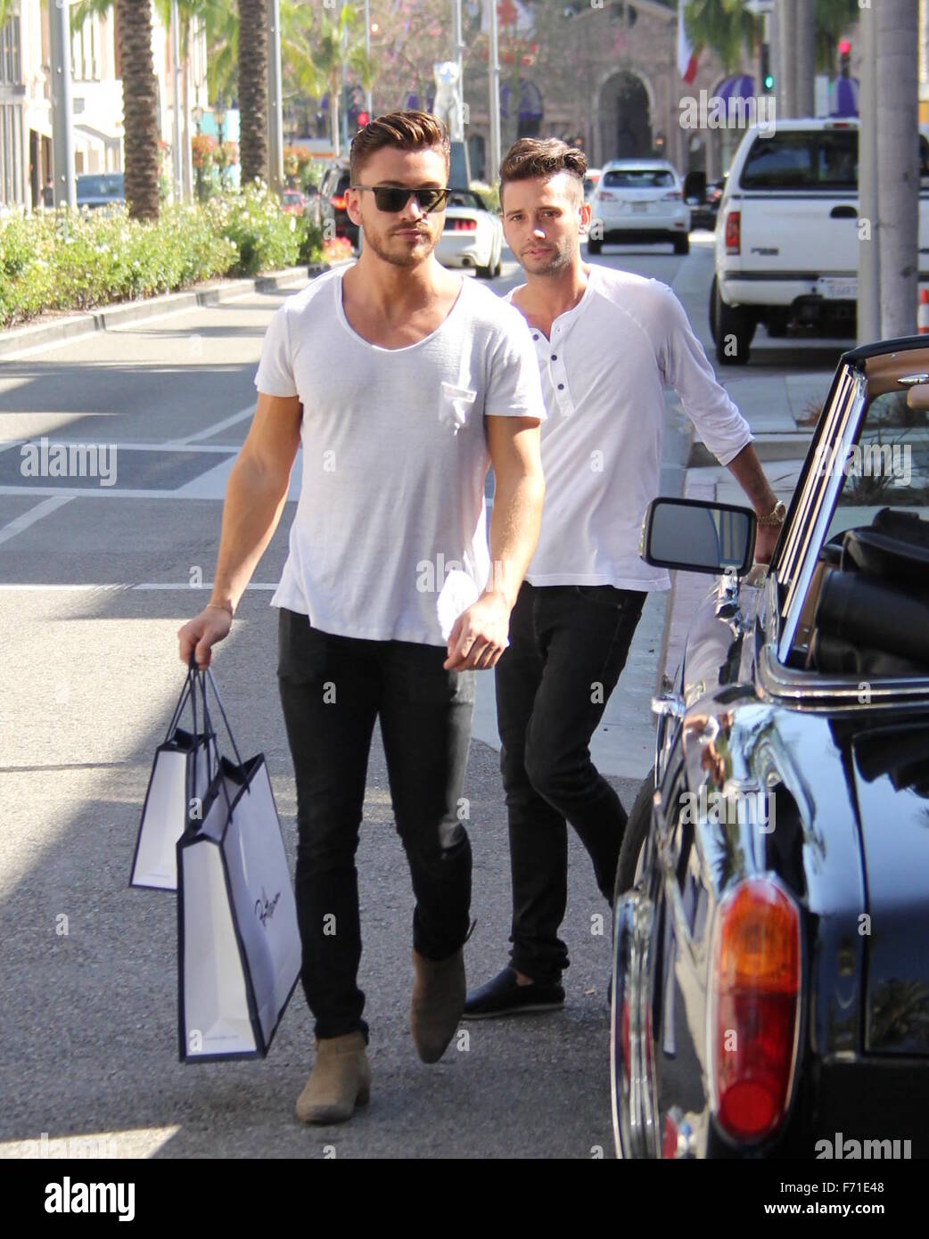 Josh Flagg goes shopping with a friend in Beverly hills Featuring: Josh ...