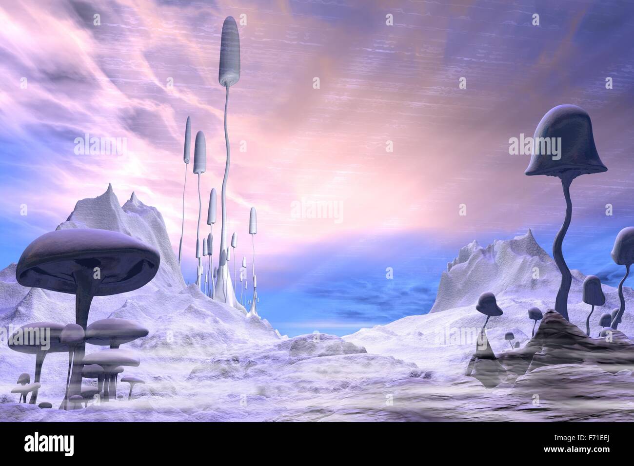 Frozen Alien Landscape with Dramatic Sky Stock Photo - Alamy