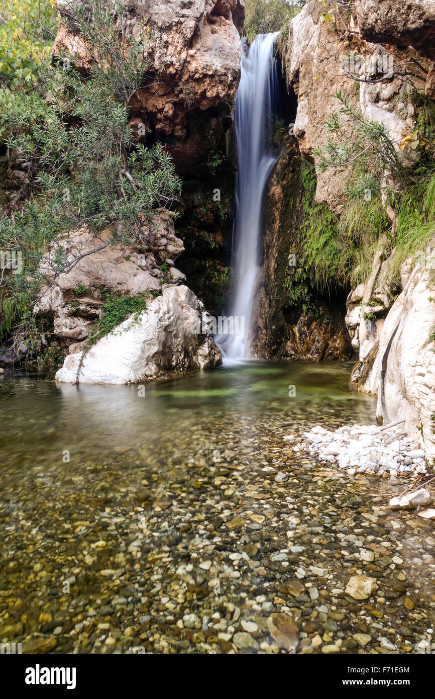 Rocky mountain cascade in Barranco blanco, Coin, Andalusia, Spain Stock ...