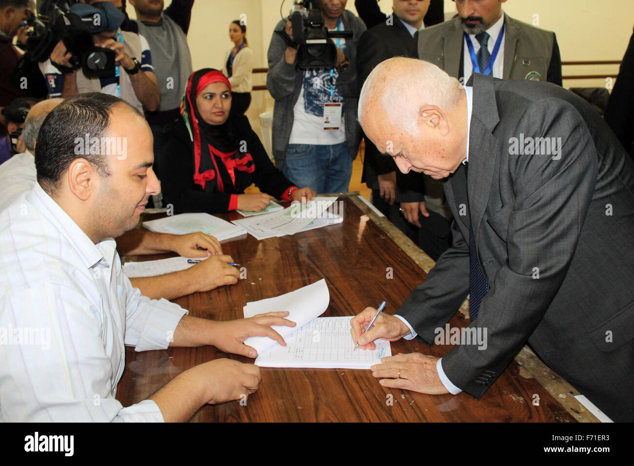 Cairo, Egypt. 23rd Nov, 2015. Arab League Secretary-General Nabil ...