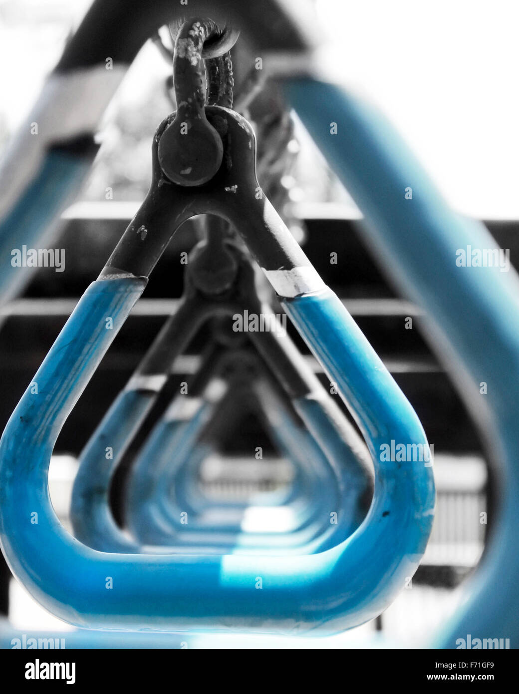 Still ring monkey bars at Kids Play playground Stock Photo - Alamy