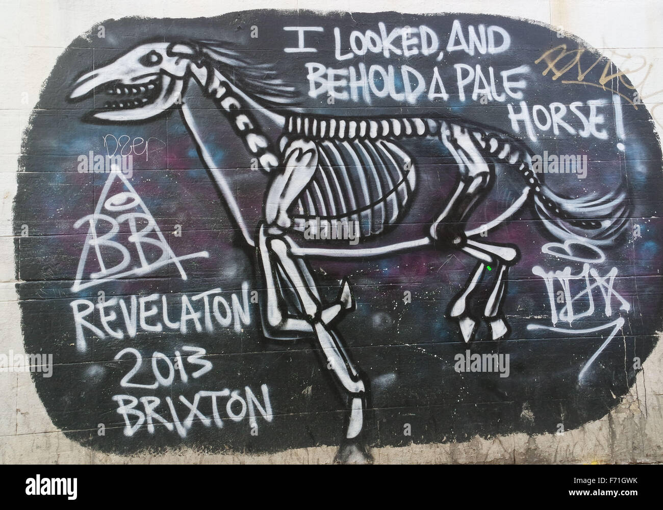 graffiti art , Brixton BB electric avenue. pale horse Stock Photo - Alamy