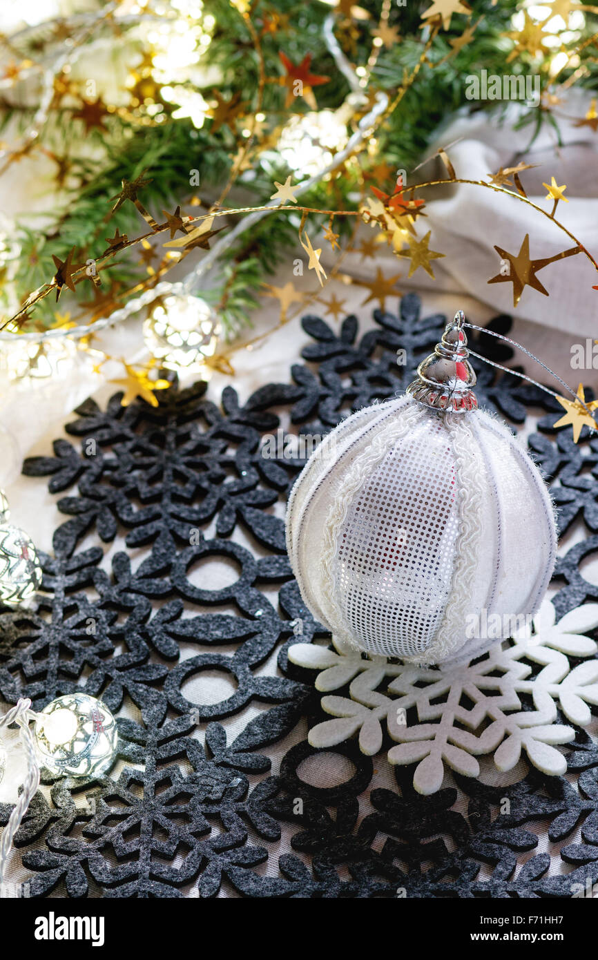 White Christmas Ball Stock Photo - Alamy