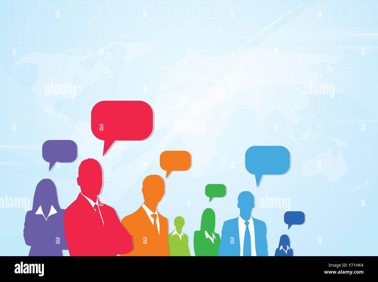Business People Group Silhouette Speech Chat Bubbles Communication ...