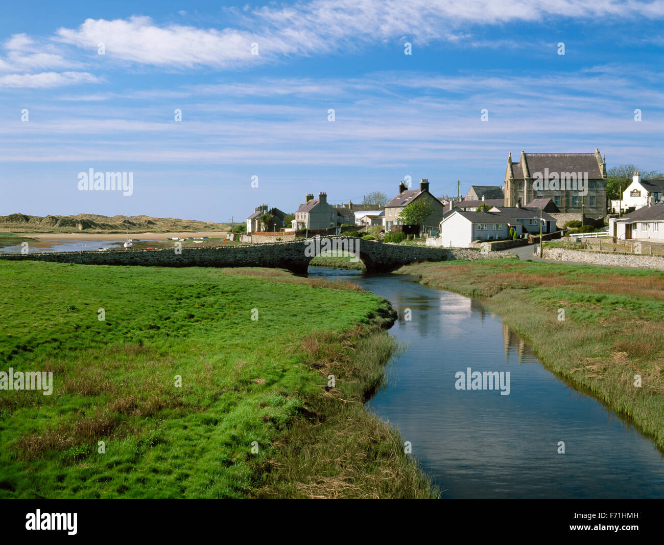 The River Ffraw flowing past Aberffraw village, under Hen Bont the old ...