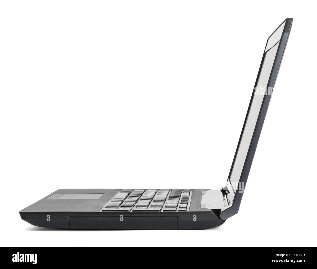 Laptop on white, side view Stock Photo - Alamy